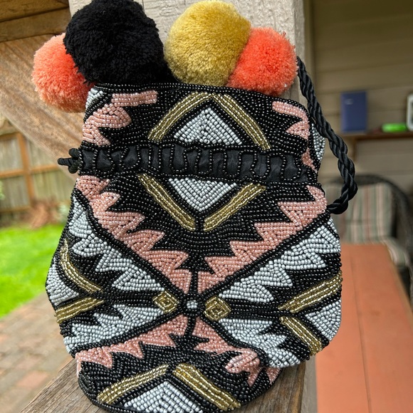 From St Xavier | Bags | From St Xavier Beaded Bag Long Cord Cinch Style ...